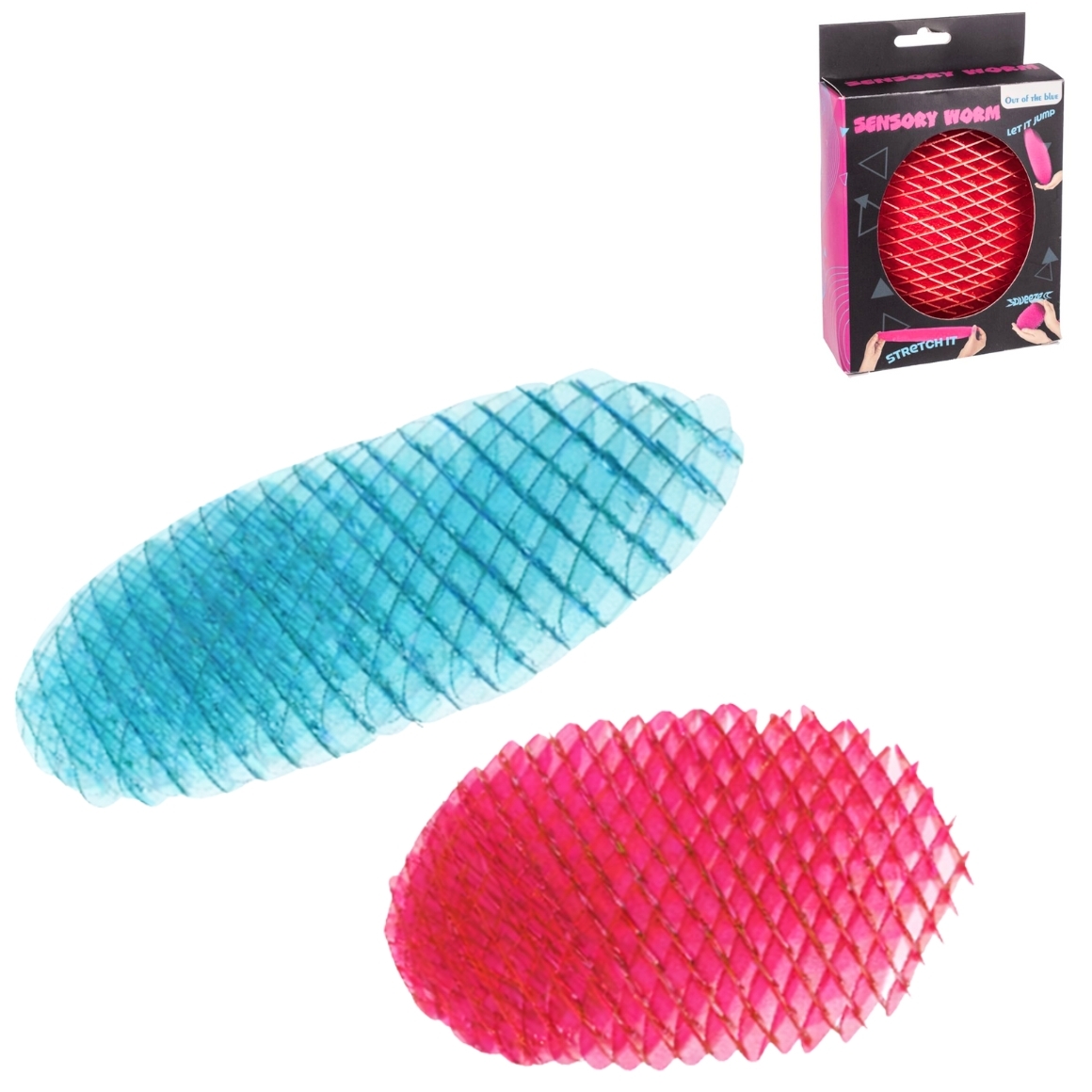 Meekes | Out of the Blue Sensory Worm fidget 34,5 cm 2…